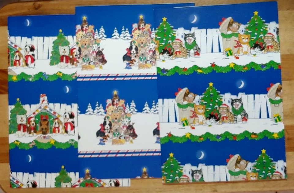 ASPCA Christmas Gift Wrap Paper 3 Sheets 3 Designs 30" X 20" NIP | eBay