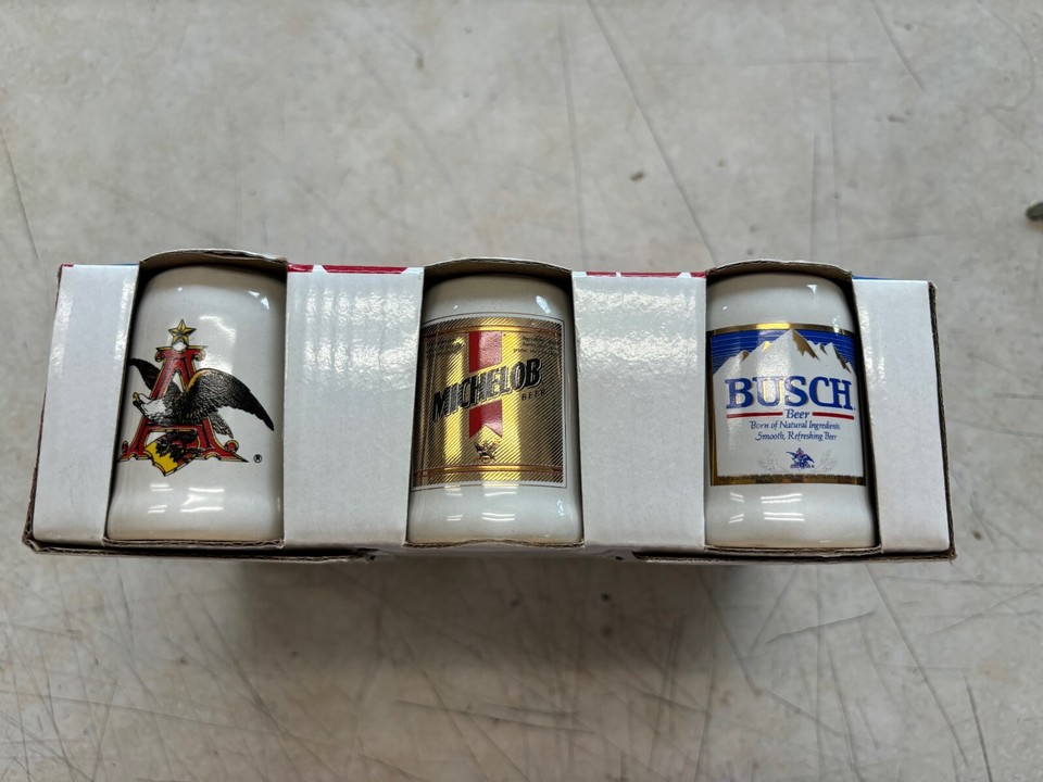 Anheuser Busch vintage Six Pack Minis Beer Steins 1991 NEW Org box | eBay