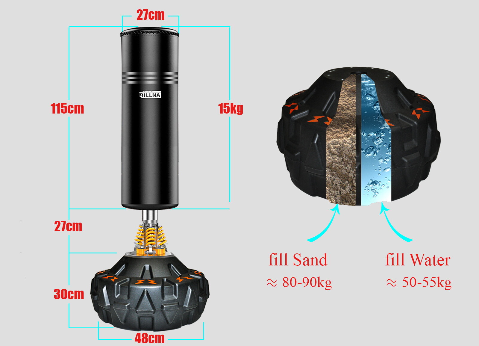 XLarge Free Standing Boxing Punching Bag Stand - Kick MMA Stand - Three ...