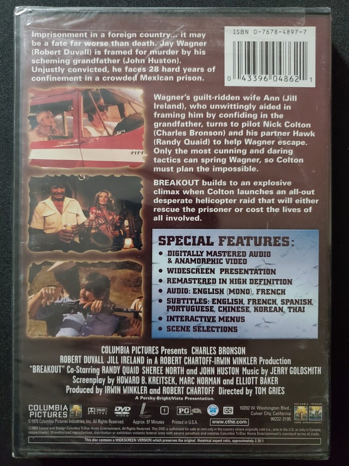 Breakout DVD Charles Bronson, Robert Duvall, Jill Ireland 1975 R1 NEW ...