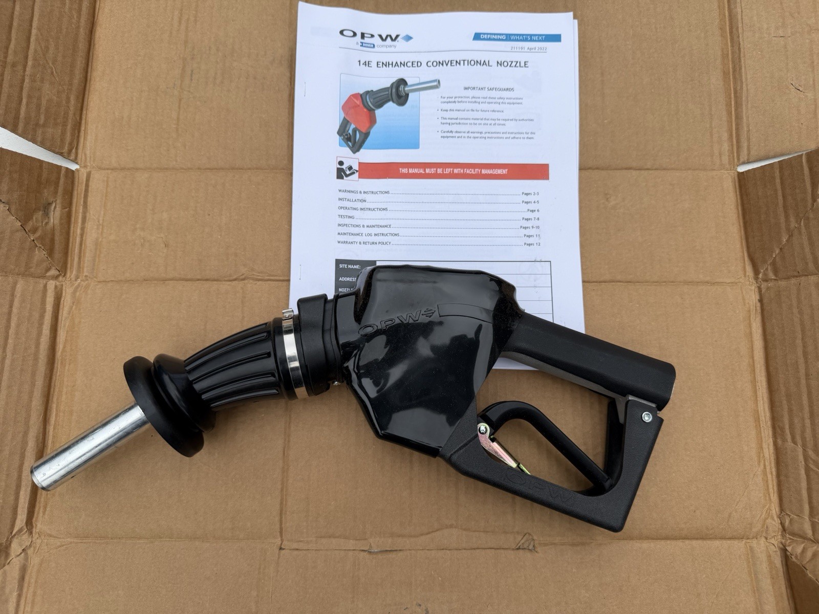 Opw 14e 0400 Eco Enhanced Dripless Unleaded Gas Nozzle Black Ebay