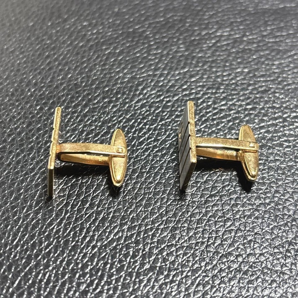 Dunhill Cufflinks Gold D Logo Stripe Pattern for Tie Authentic | eBay