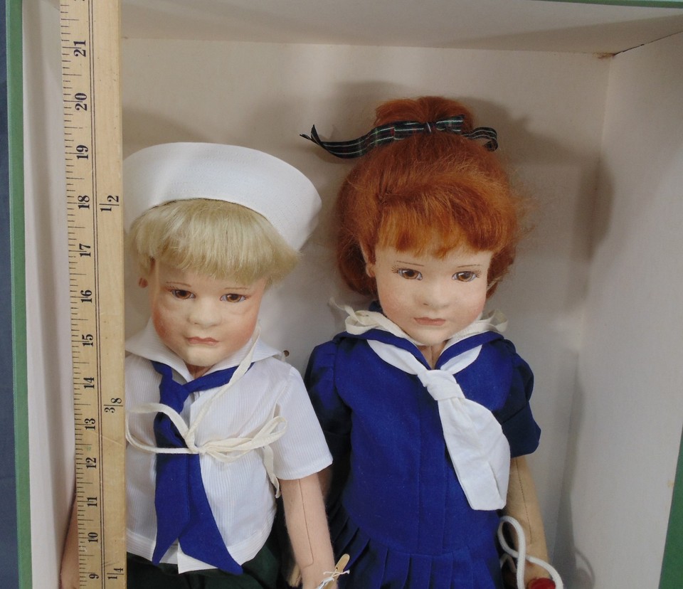 Vintage R. John Wright Lillian & Arthur Felt Doll Set Limited Edition w ...