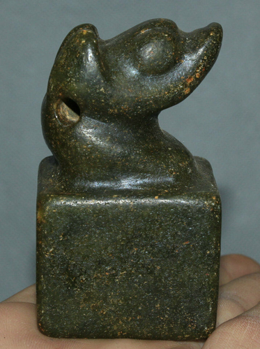 Chinese Old Natural Green Jade 12 Zodiac Year Animal Snake Head Seal ...