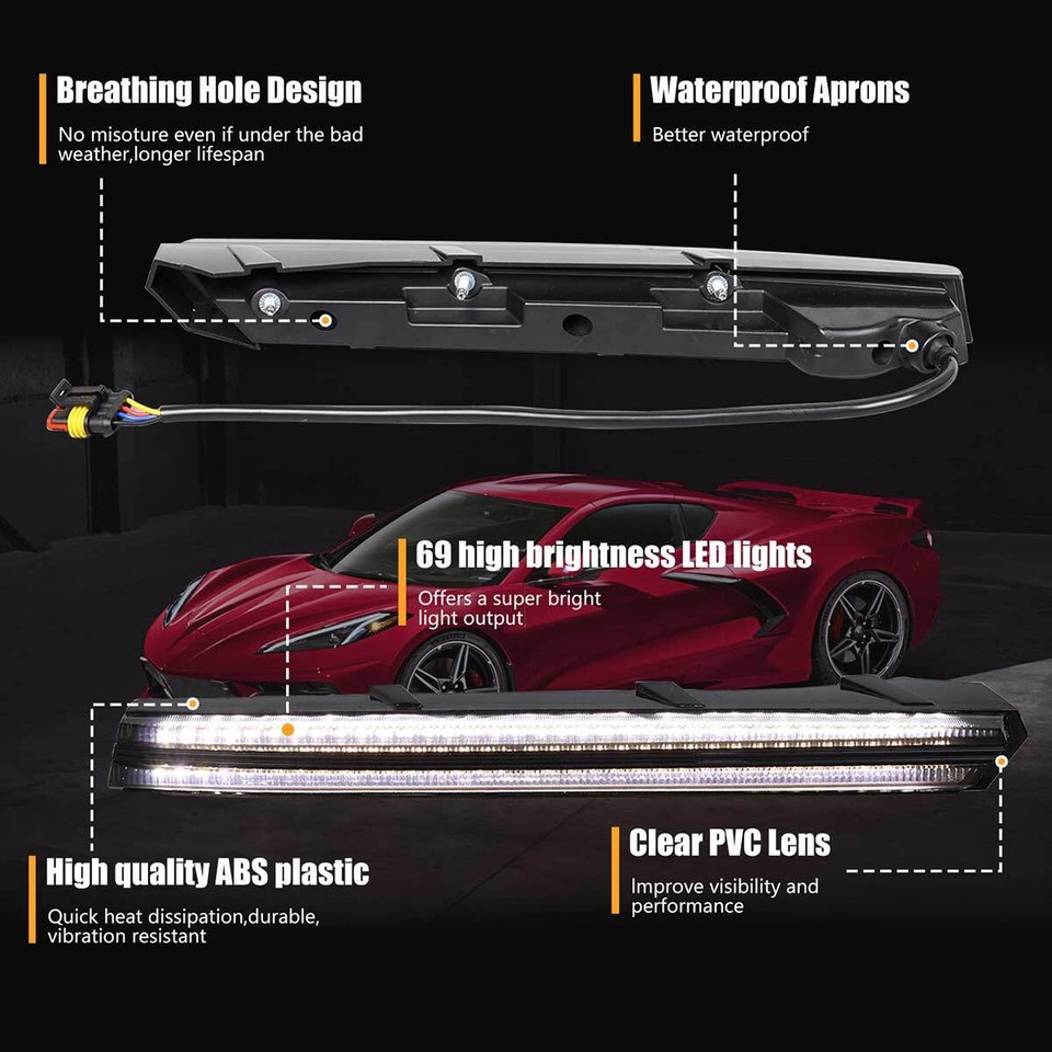 LED Grille Bezel Fog Light Bars DRL Dynamic Turn For CORVETTE C8 ...