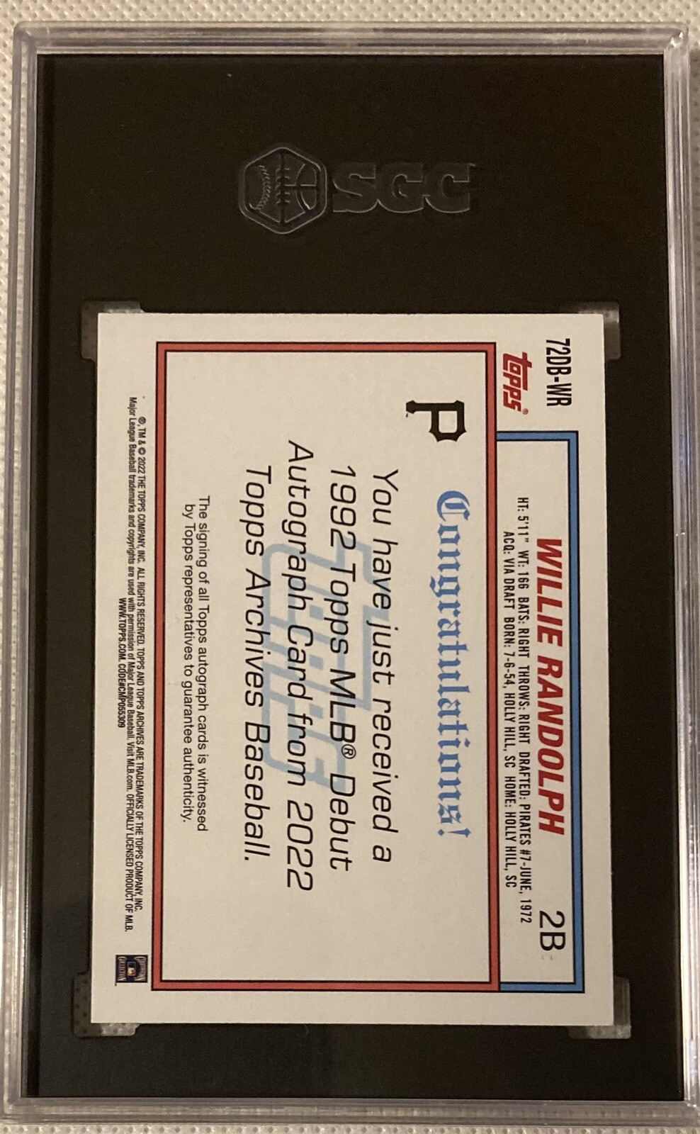 2022 Topps Archives - 1992 Topps MLB Debut Autographs #72DB-WR Willie Randolph (AU) for sale ...