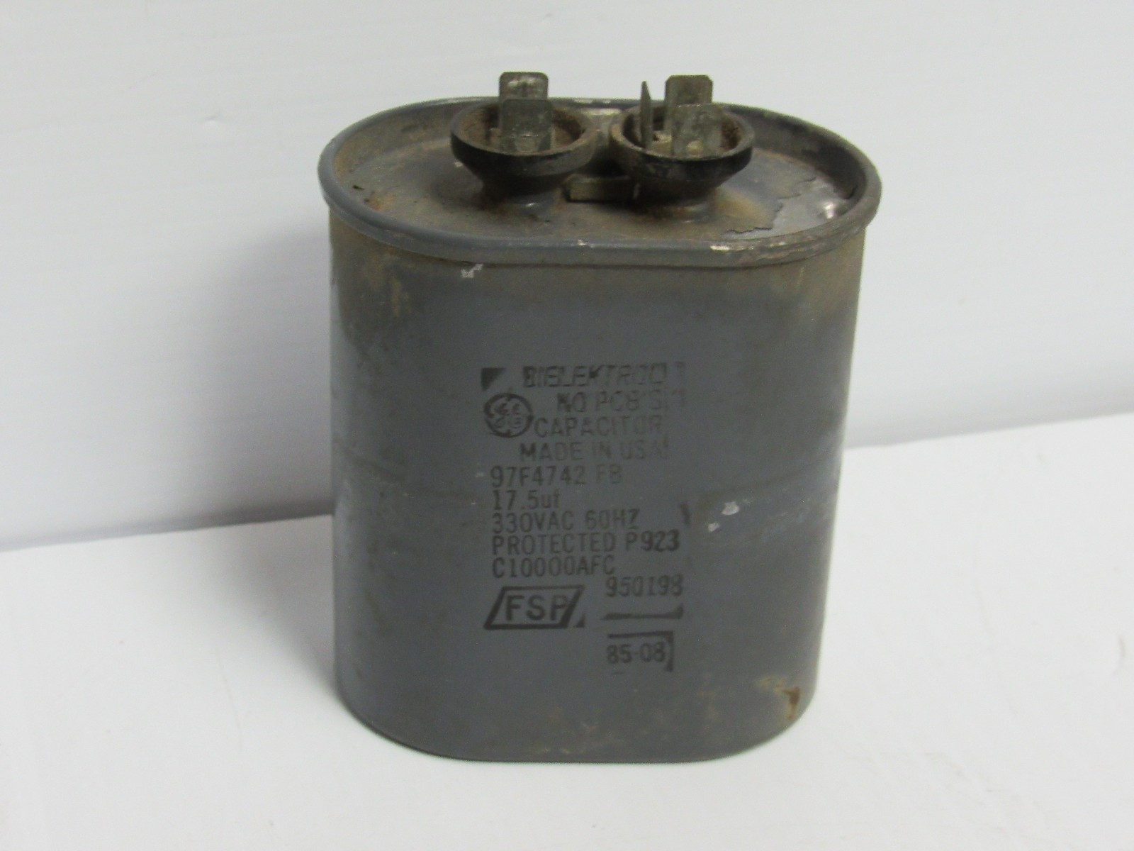 GENERAL ELECTRIC GE DIELEKTROL CAPACITOR 97F4742 FB 330VAC 17.5UF ...