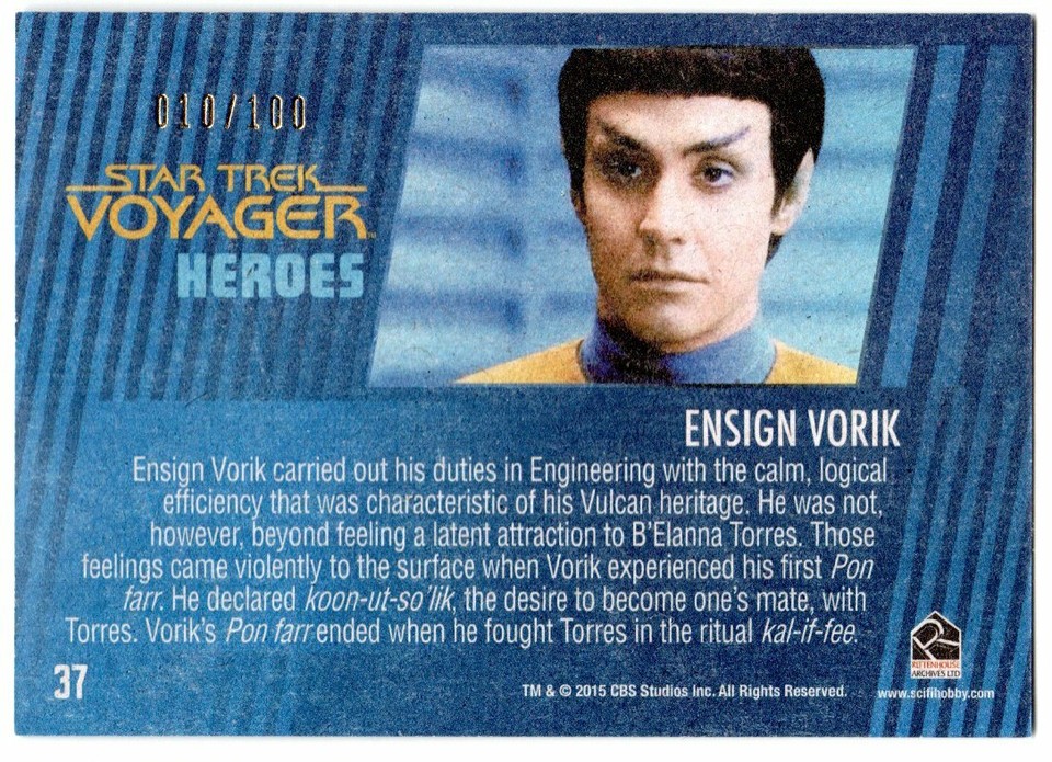 STAR TREK VOYAGER HEROES & VILLAINS BASE PARALLEL 37 ENSIGN VORIK 010/ ...