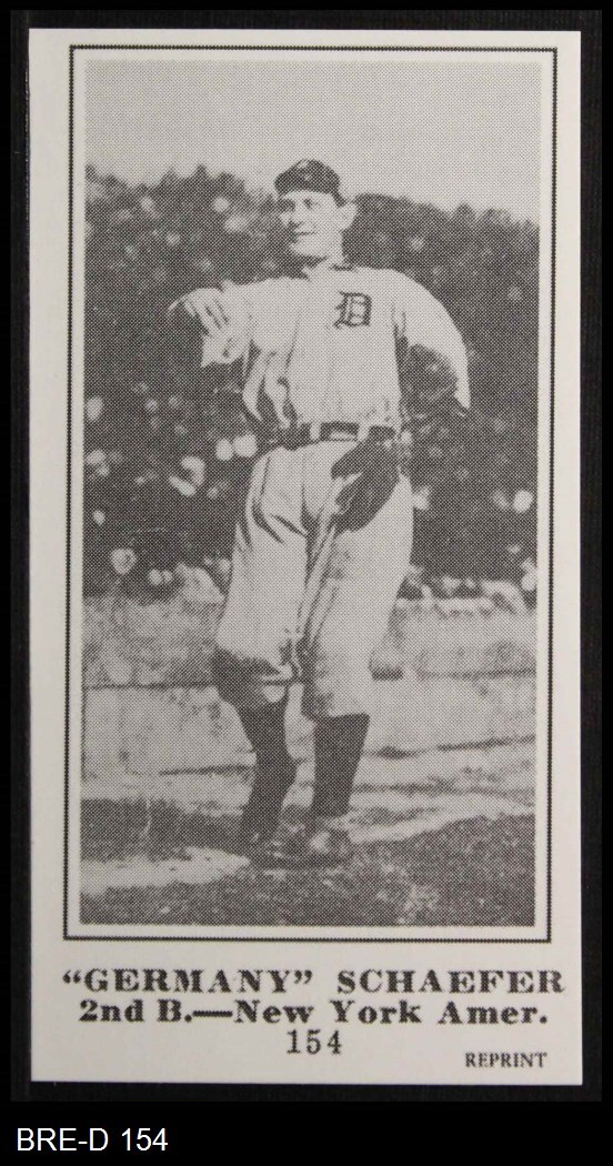 1916 M101-5 Blank Back Reprint #154 Germany Schaefer Yankees 8 - NM/MT ...