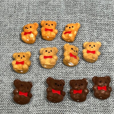 Teddy Bears 11 PC Mini Flocked Fuzzy 1" Blow Mold Brown Taiwan | eBay