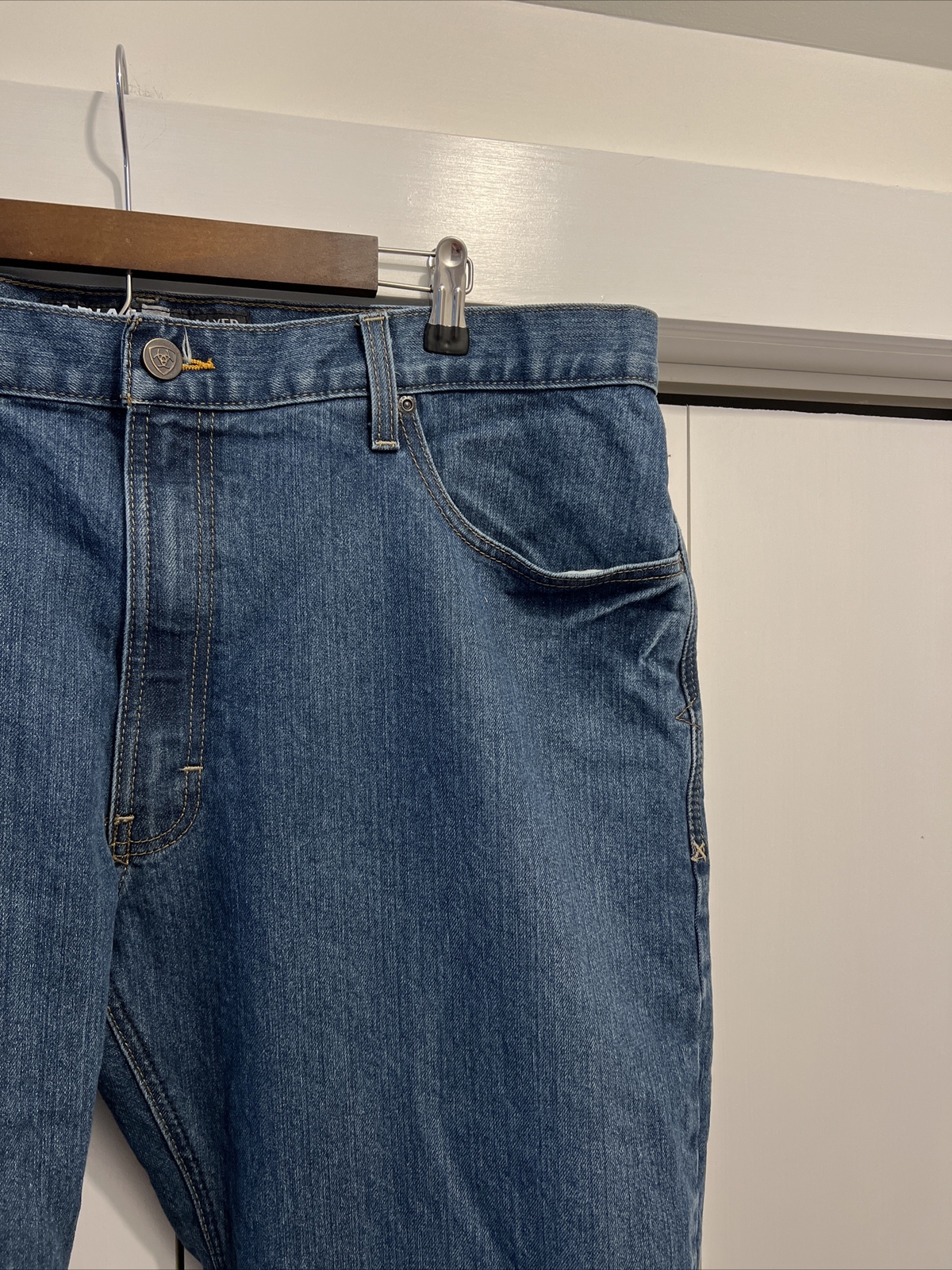 Ariat Rebar M4 Jeans Relaxed Boot Cut Blue Denim Loop Lock Durastretch ...