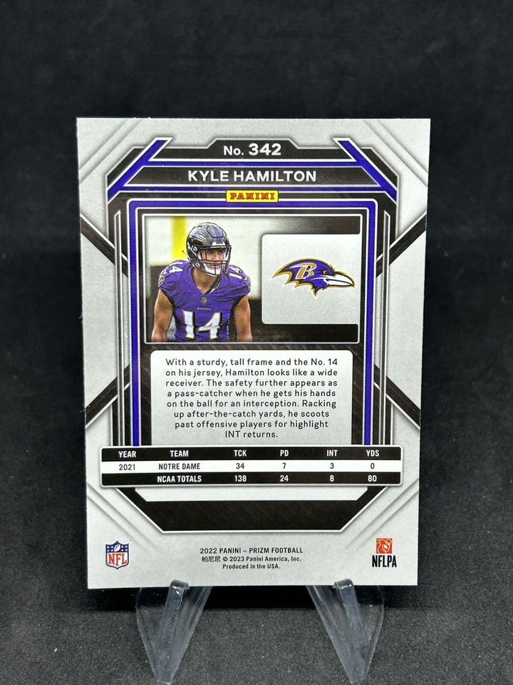 2022 Panini Prizm Kyle Hamilton Rookie Card RC #342 Ravens | eBay