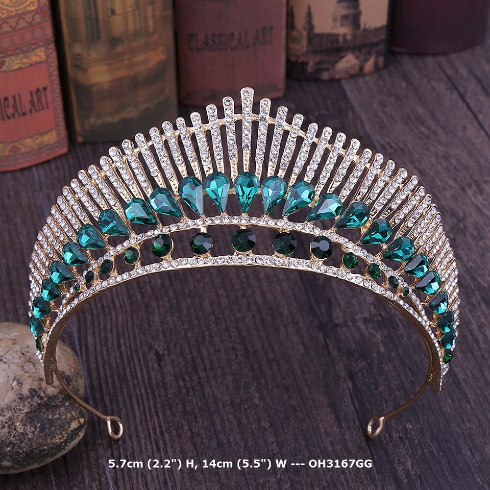 55 Styles Green Crystal Queen Princess Tiara Crown Wedding Princess For ...