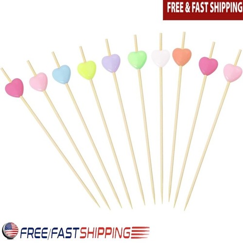 20pcs Bamboo Heart Toothpicks Appetizers Cocktail Picks Skewers Wedding ...