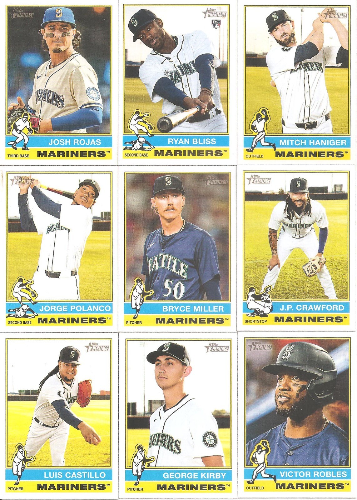SEATTLE MARINERS 2025 Topps HERITAGE Base TEAM SET-13 w/ Traded (Naylor ...