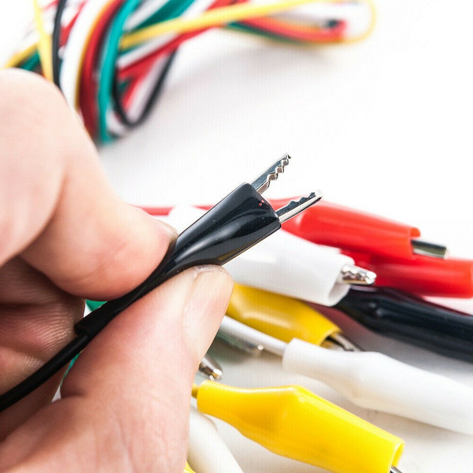 10-40PC Coloured Cable Wire Crocodile Test Leads Clamps Wire With ...