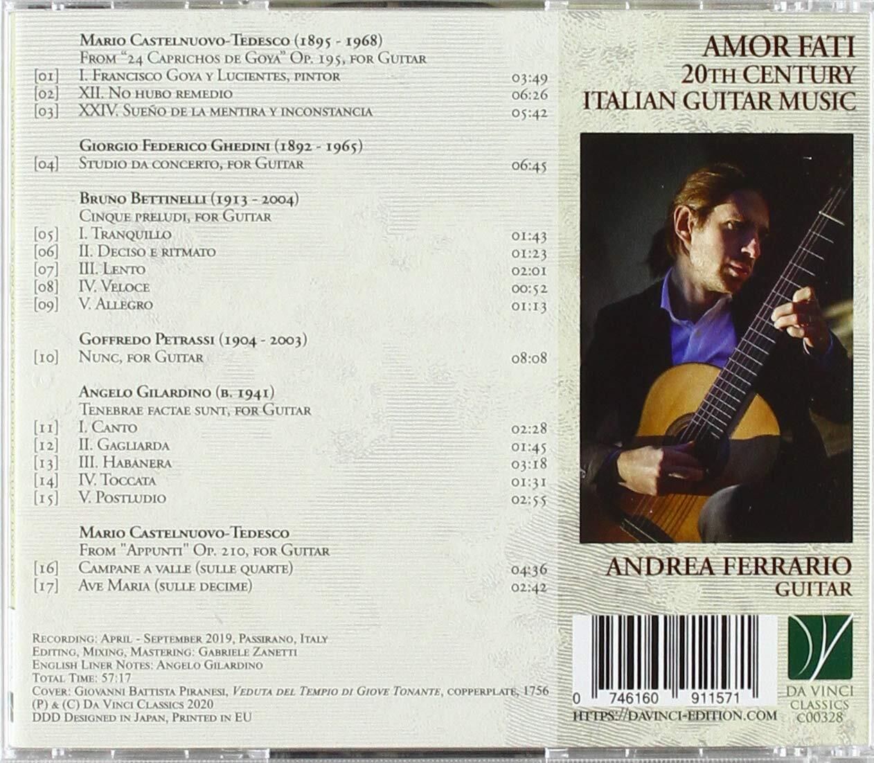 Andrea Ferrario Amor Fati: 20th Century Italian Guitar Music (CD) (US ...