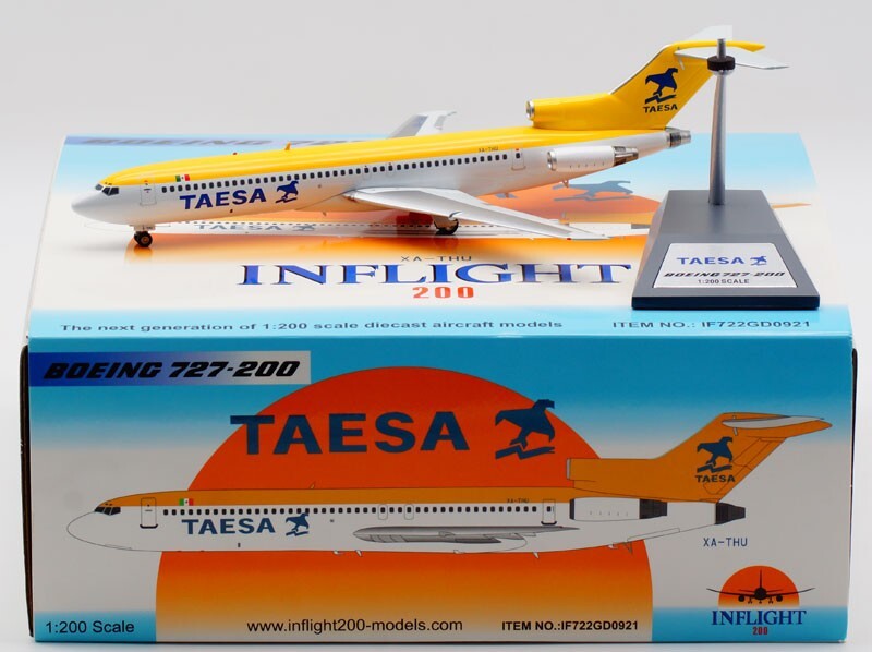 1:200 InFlight200 Mexico TAESA B727-200 XA-THU Diecast Aircraft Model ...