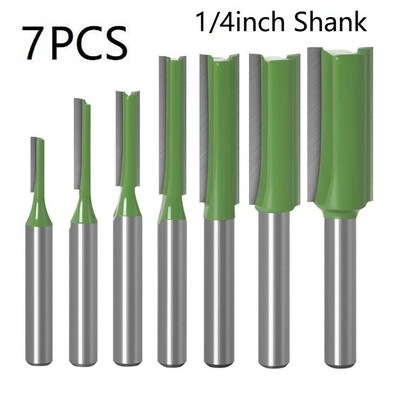 7pc 1/4" Shank Tungsten Carbide Double Single Flute Straight Dado ...