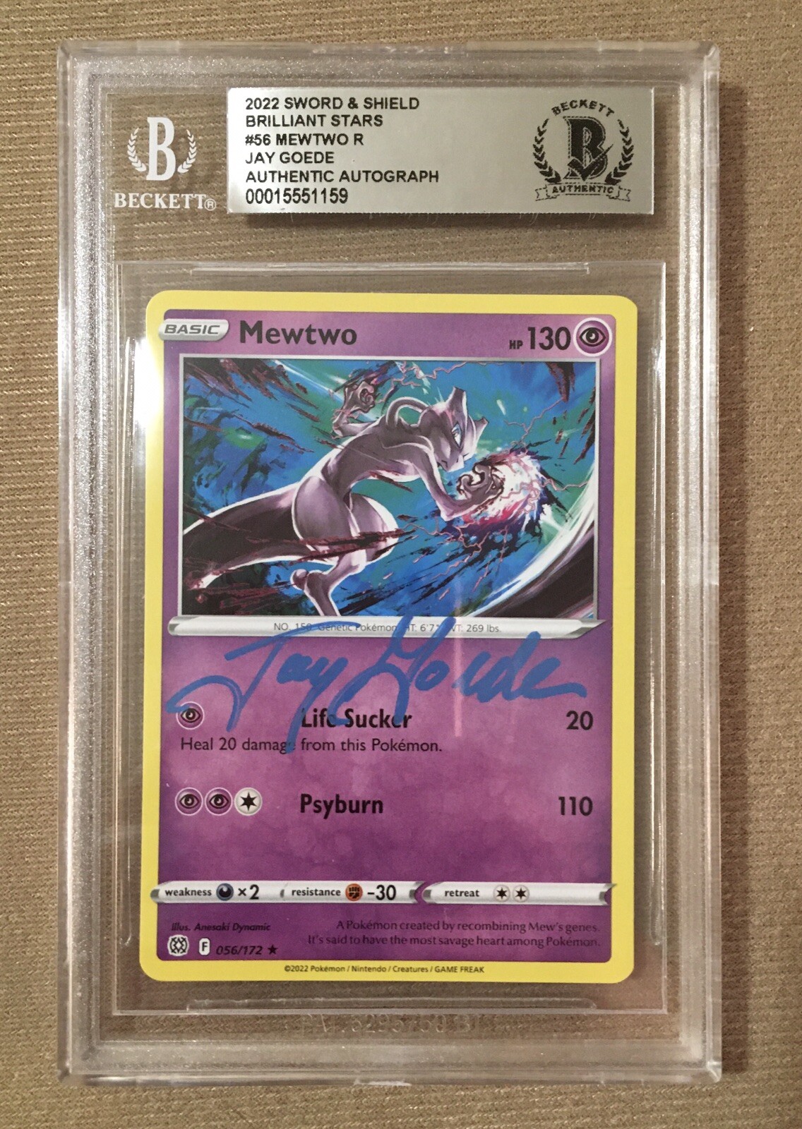 Jay Goede signed Mewtwo Slabbed Card. Pokemon. Beckett COA | eBay