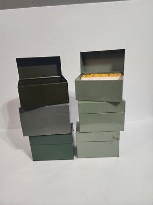 6 Vtg Industrial Metal 3X5 Index Recipe Card File Boxes Ohio Art *ds | eBay