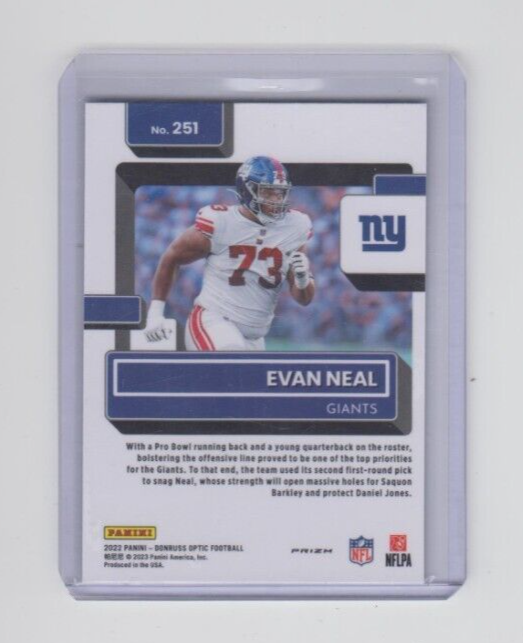 2022 Donruss Optic Evan Neal Blue Glitter RC SP Rated Rookie Giants No ...