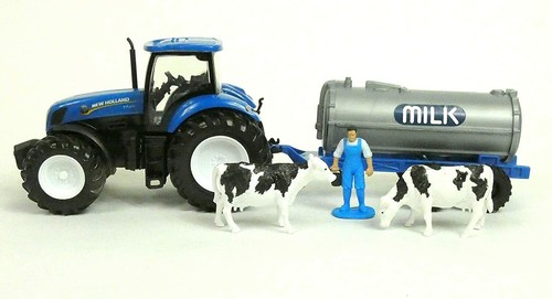 G Scale New Holland Farm Tractor & milk Trailer w Cows for scenic, flat ...