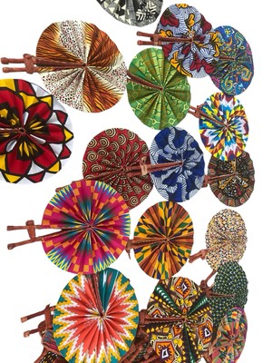 30X African textile print hand fans / 30 pieces of fans/ Random Colours ...