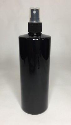 500ml Black Cylindrical Plastic Bottle & Black Atomiser Spray Pump ANY ...
