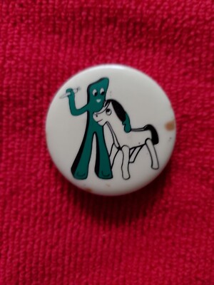 1983 GUMBY AND POKEY FAN CLUB Art Clokey Celluloid PIN Pinback Button ...
