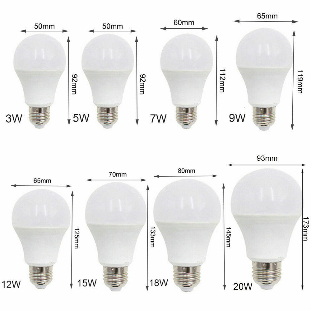 Neon Light Bulb Comparison Chart