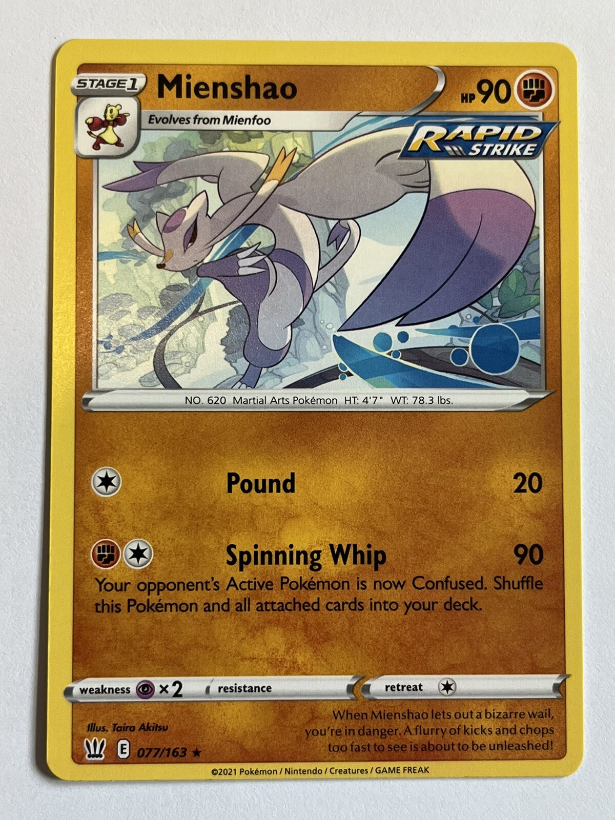 Pokémon TCG Mienshao Sword & Shield - Battle Styles 077/163 Regular ...