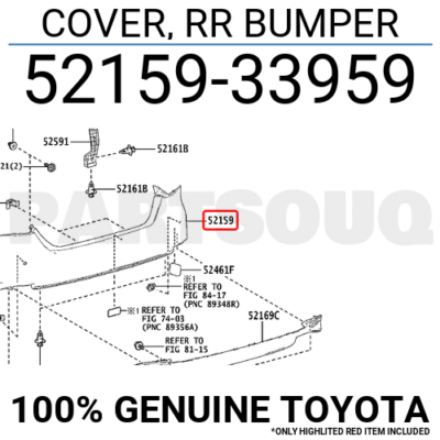 5215933959 Genuine Toyota COVER, RR BUMPER 52159-33959 | eBay