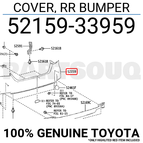 5215933959 Genuine Toyota COVER, RR BUMPER 52159-33959 | eBay