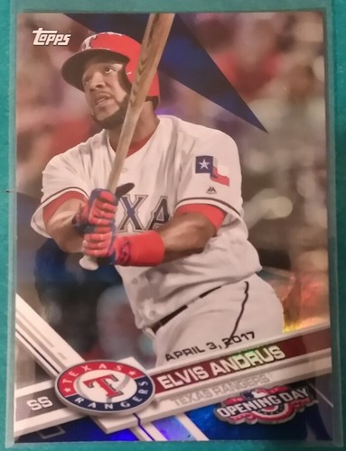 2017 TOPPS OPENING DAY BLUE FOIL ELVIS ANDRUS #142 TEXAS RANGERS TEX ...