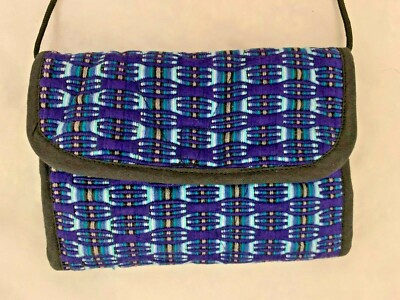 Blue Plaid 5X6.5" Purse with 2 Pockets & 42" Handle | eBay