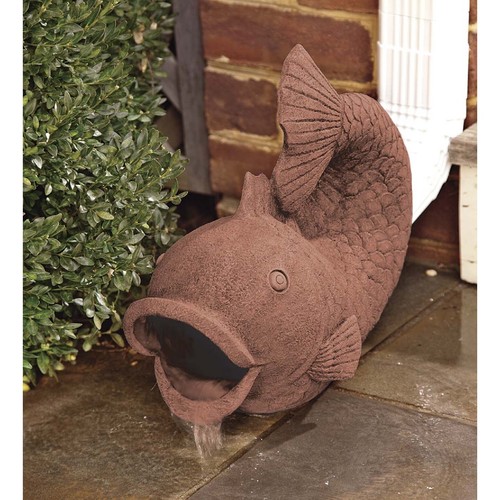 Fish Downspout Statue Extension Cover Resin Rain Gutter Protector Lawn ...