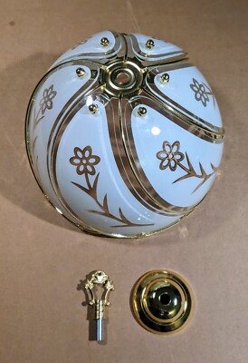 White/Gold etched glass panels shade for touch lamps from ORE/OK ...