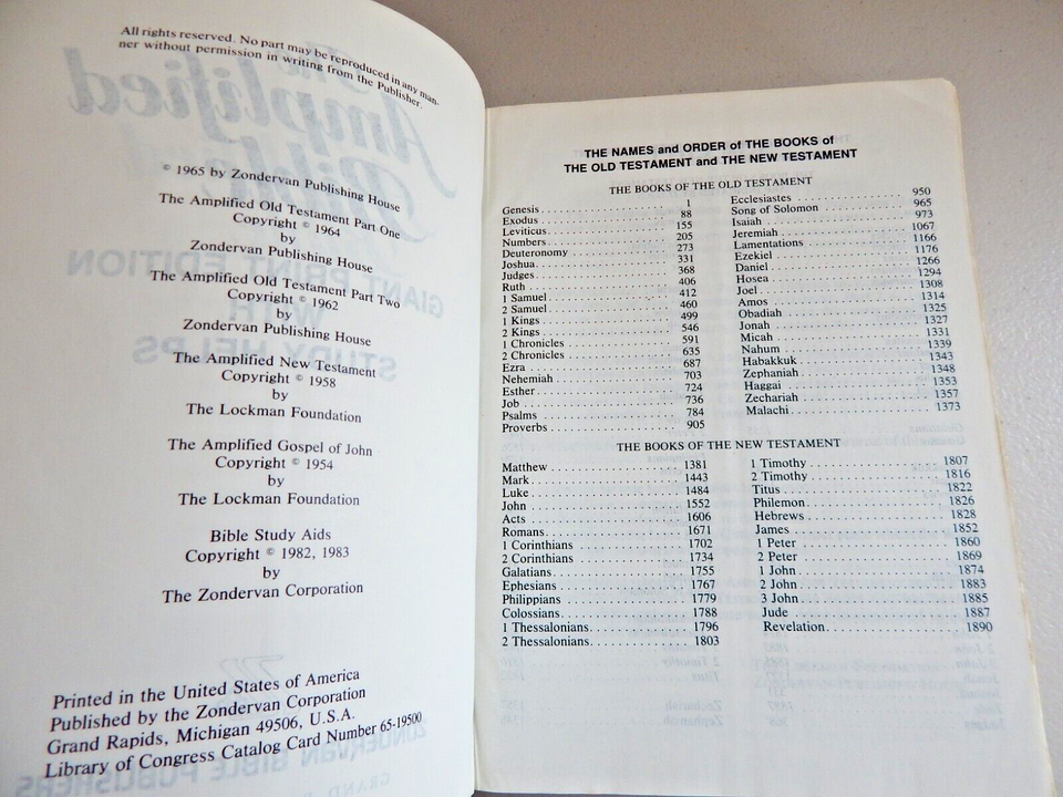 AMPLIFIED BIBLE Revealing Shades of Meaning of Original Texts GIANT ...