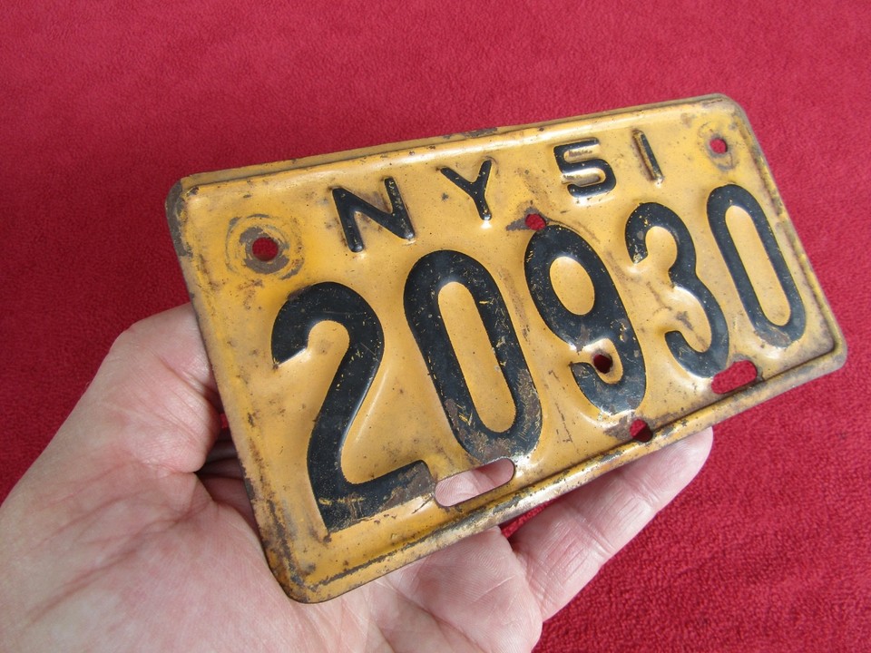 RARE! Vtg 1951 NY State Motorcycle License Plate. Harley Pan Head ...