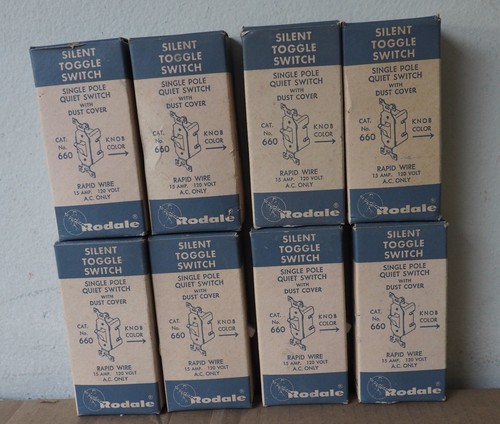 8 New/Vintage RODALE SILENT TOGGLE SWITCH Single Pole Quiet Switch #660 ...