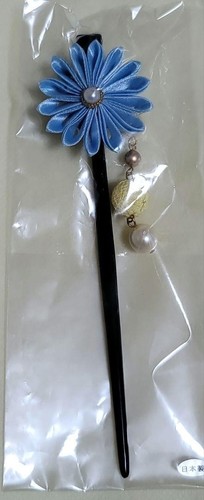 Japan Blue Flower Hairpins Pearl Bead Decor Lace Flower Style Japanese ...