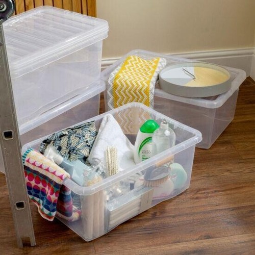 Wham Plastic Storage Shelf Box Stackable Containers Clear With Secure ...