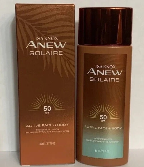 Isa Knox ANEW Solaire Sunscreen Lotion Active Face & Body SPF 50 Avon ...