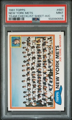 1981 TOPPS TEAM CHECKLIST SHEET-HAND CUT #681 NEW YORK METS PSA 9 | eBay