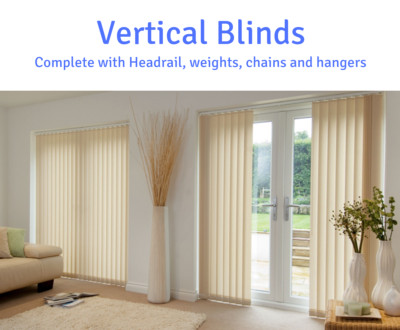 Vertical Blinds & Headrail - Complete kit- Made2Measure - WHITE CREAM ...
