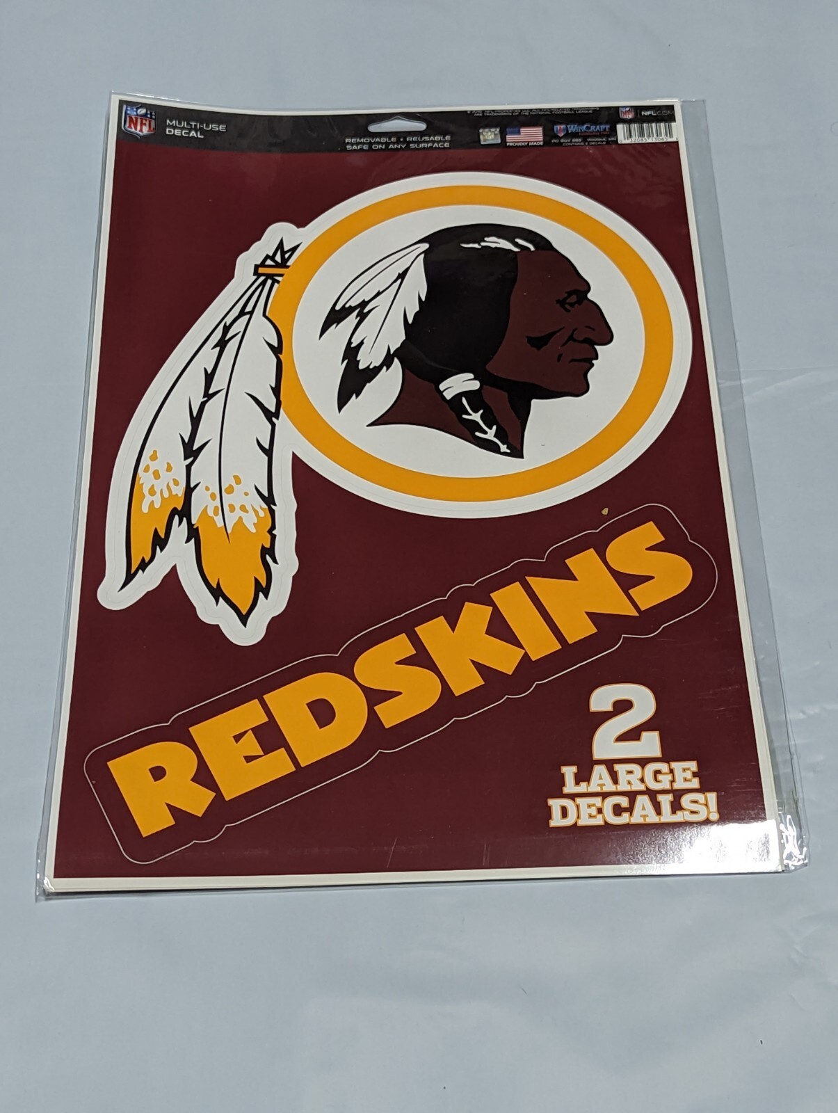Washington Redskins Multi Use 2 Decals Stickers Cling Sheet Measures 11 ...