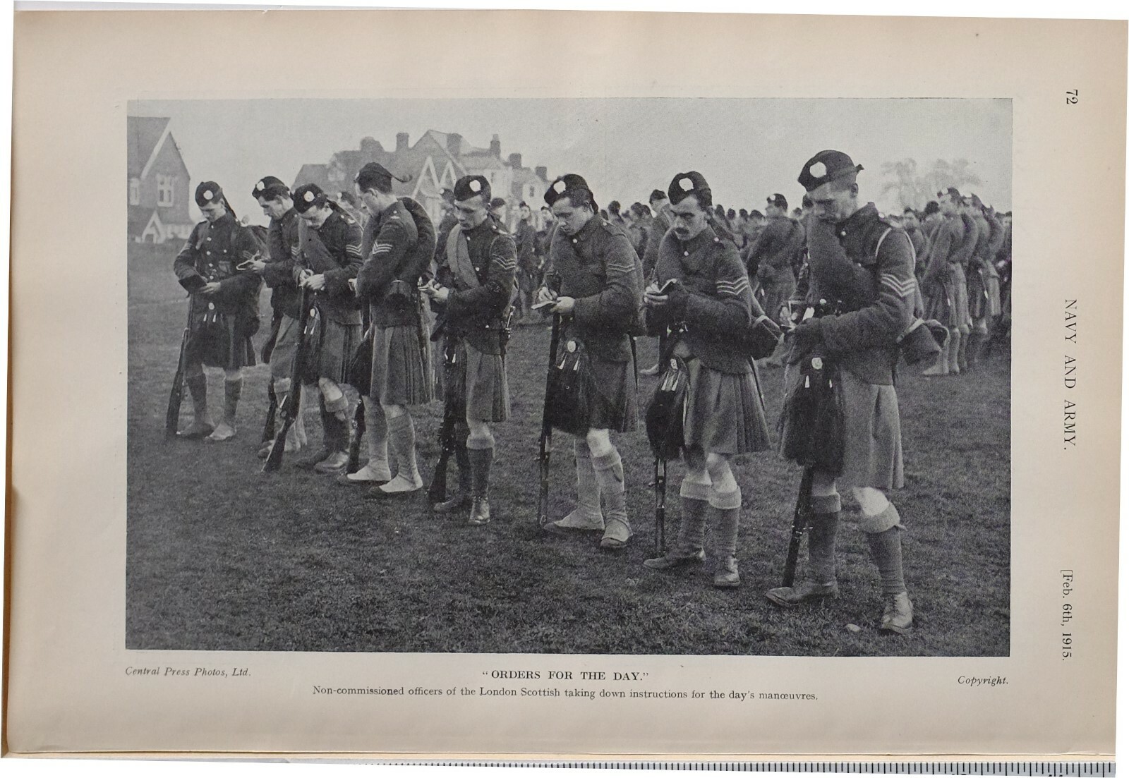 1915 WW1 PRINT NON COMMISSIONED OFFICERS LONDON SCOTTISH NOTES FOR ...