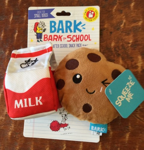 BARK Box Bark To School After School Snack Pack Squeaky Milk & Cookies ...