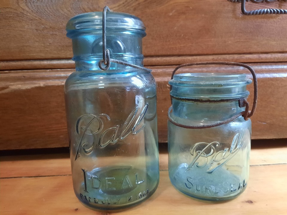 Ball Sure Seal pint and Ideal quart mason jars (2) | eBay